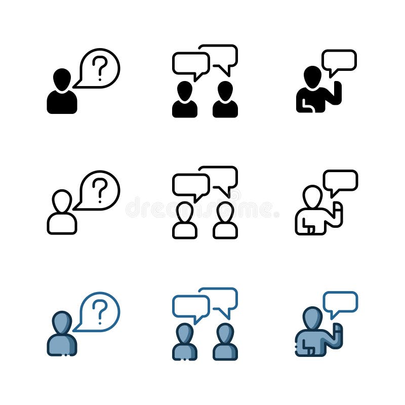 Conversation, Question and Answer, and Discussion Icons Stock Vector ...