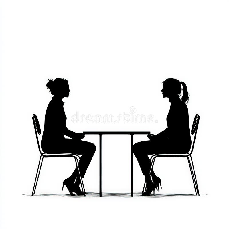 Conversation Silhouette , Black and White Illustration Isolated on ...
