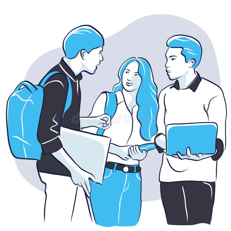 A Conversation among Students Stock Illustration - Illustration of ...