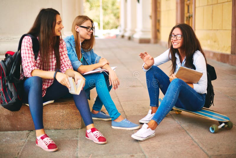 Students talking stock image. Image of outside, gathered - 33657115