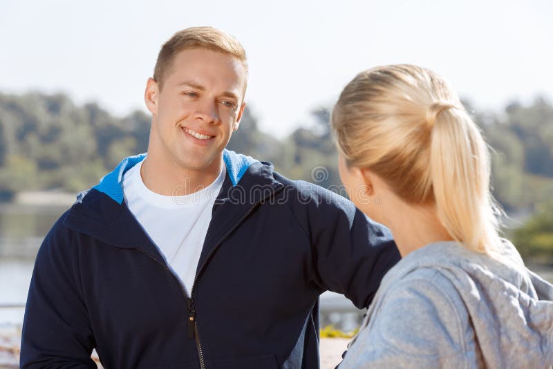 Conversation of Two Friends during Training Stock Photo - Image of ...