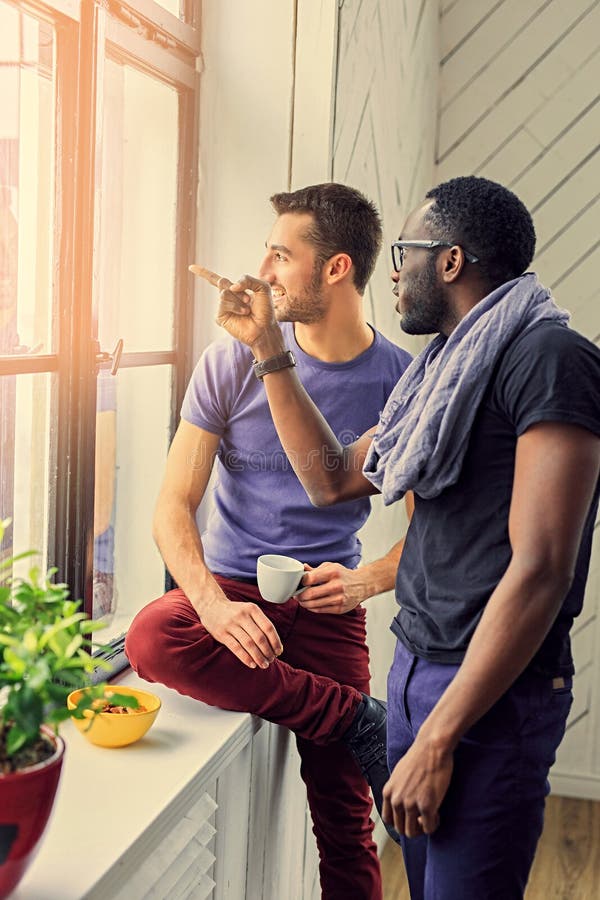 Conversation of Two Multiracial Students. Stock Photo - Image of ...