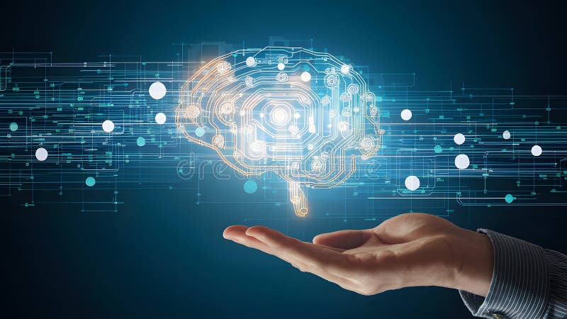 Conversational Intelligence Brain Technology Concept in Abstract ...