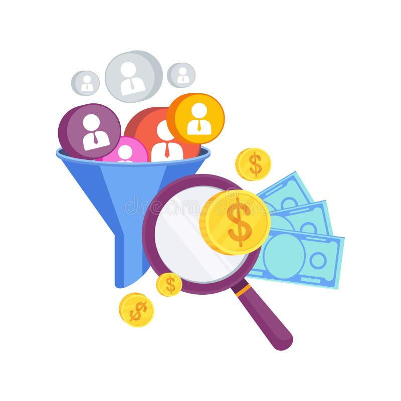 Conversion Funnel. Digital Inbound Marketing Tool Stock Vector ...