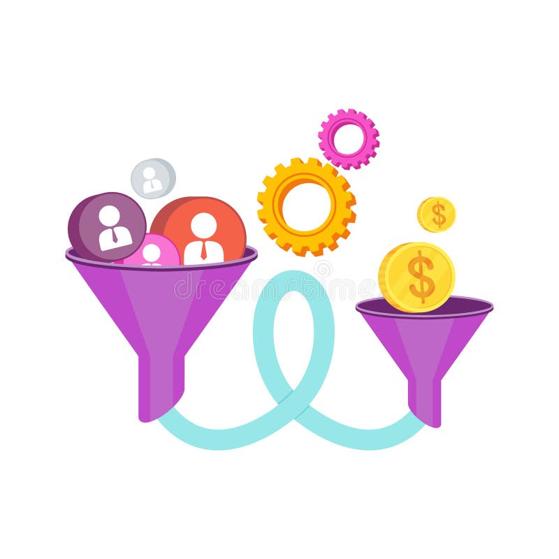 Conversion Funnel. Digital Inbound Marketing Tool Stock Vector ...
