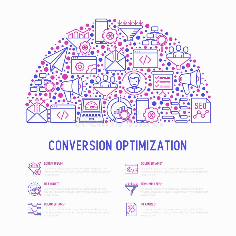 Conversion Optimization Concept in Half Circle Stock Vector ...