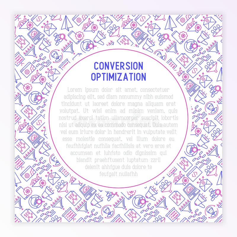 Conversion Optimization Concept with Line Icons Stock Vector - Illustration of conversation ...