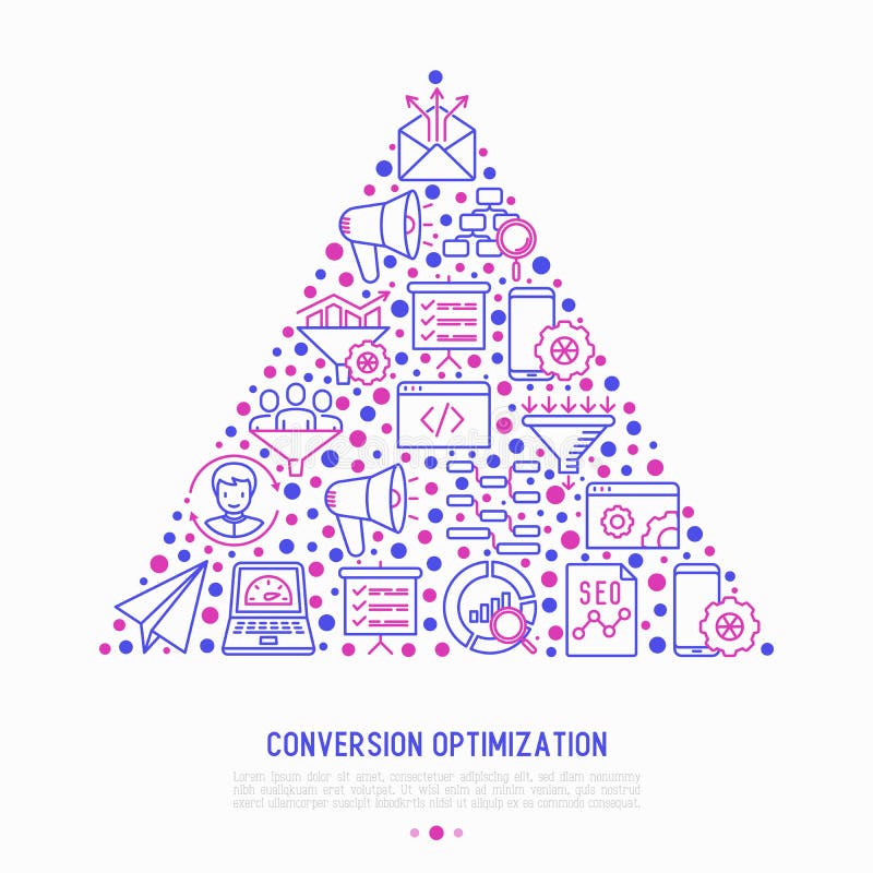 Conversion Optimization Concept in Triangle Stock Vector - Illustration ...