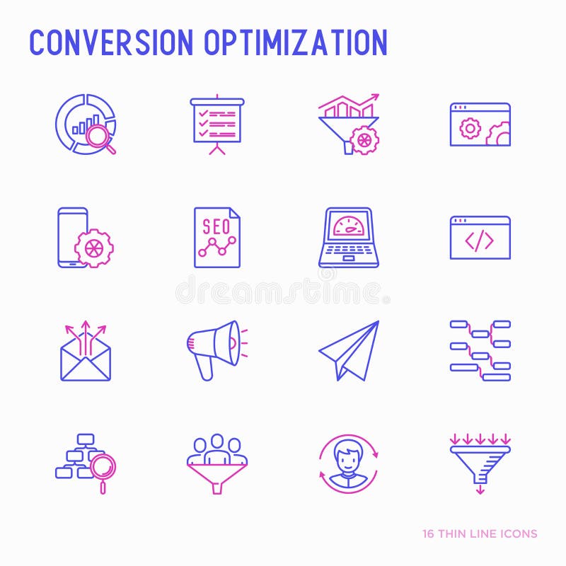Conversion Optimization Thin Line Icons Set Stock Vector - Illustration ... Conversion Optimization Thin Line Icons Set Stock Vector - Illustration ...