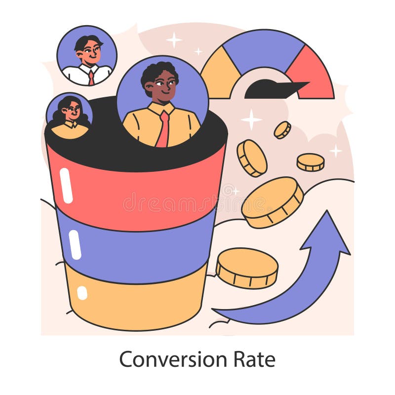Conversion Rate Concept. Flat Vector Illustration. Stock Vector ...