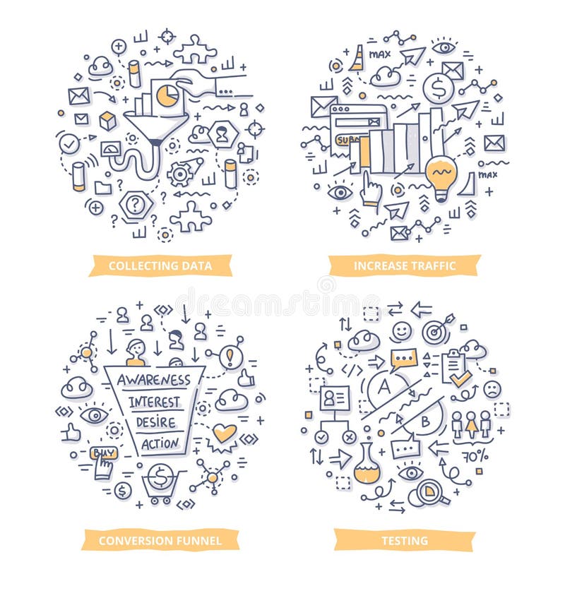Big Data Doodle Icons stock vector. Illustration of internet - 84058422