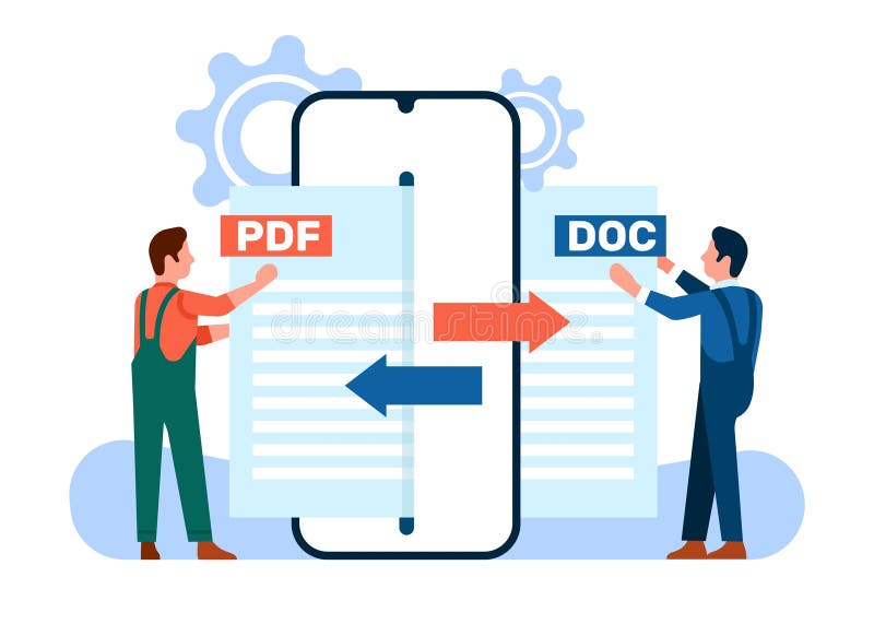 Convert Pdf To Doc File. People Using App on Cellphone. Mobile ...