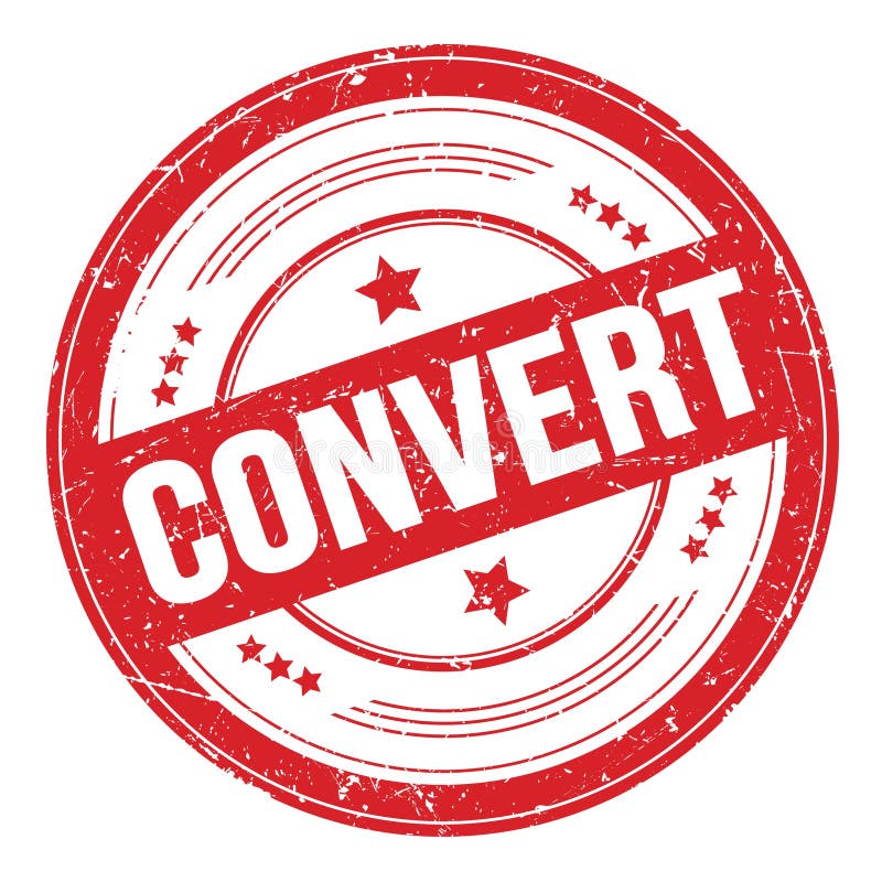 CONVERT Text on Red Round Grungy Stamp Stock Illustration ...