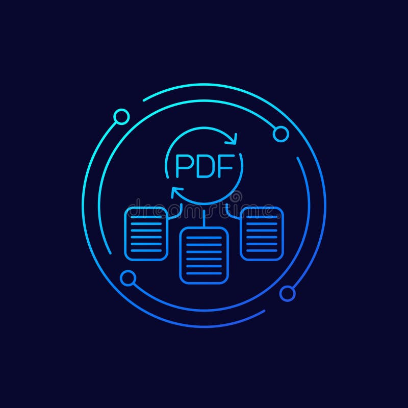 Convert To PDF Icon with Documents, Linear Design Stock Illustration ...
