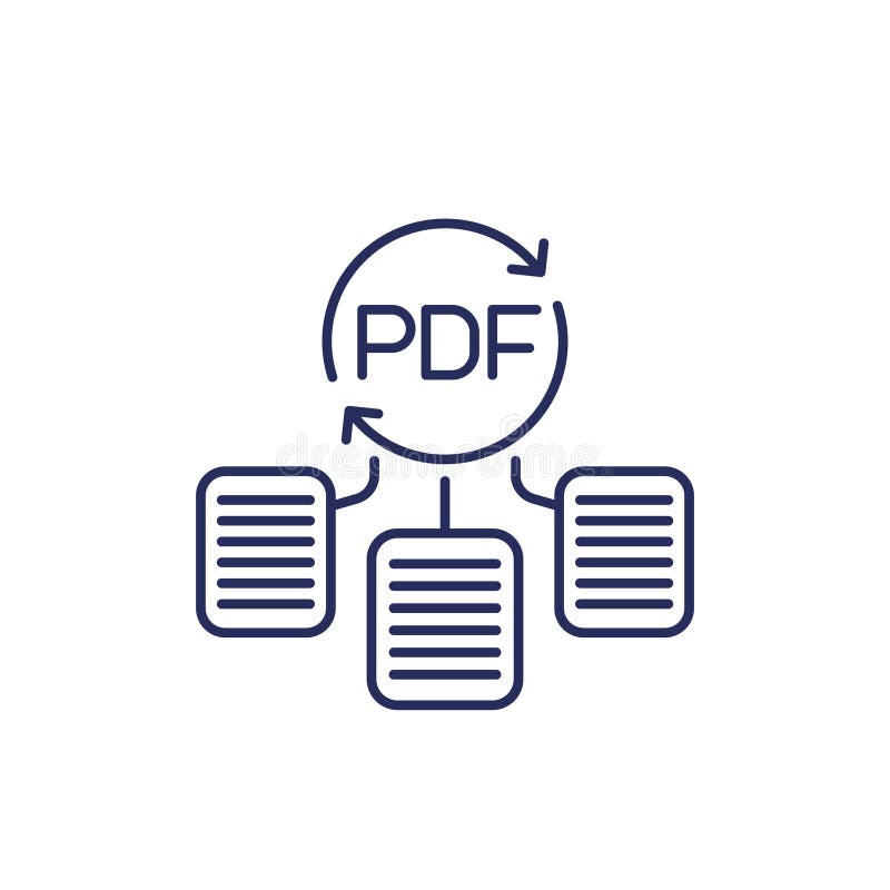 Convert To PDF Line Icon with Documents Stock Vector - Illustration of ...