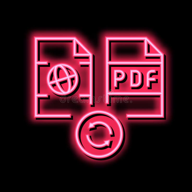 Convert Web Site Page To Pdf File Neon Glow Icon Illustration Stock ...