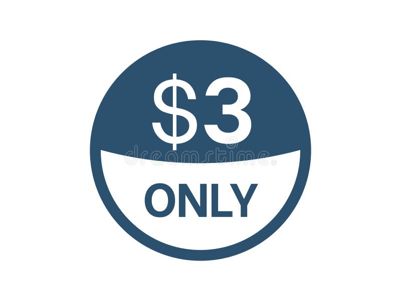 $3 Dollar Price Icon. 3 USD Price Tag Stock Vector - Illustration of ...