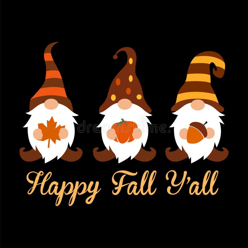 Happy Fall Y All Autumn Gnome T Shirt Design Vector, Fall Gnome Vector ...