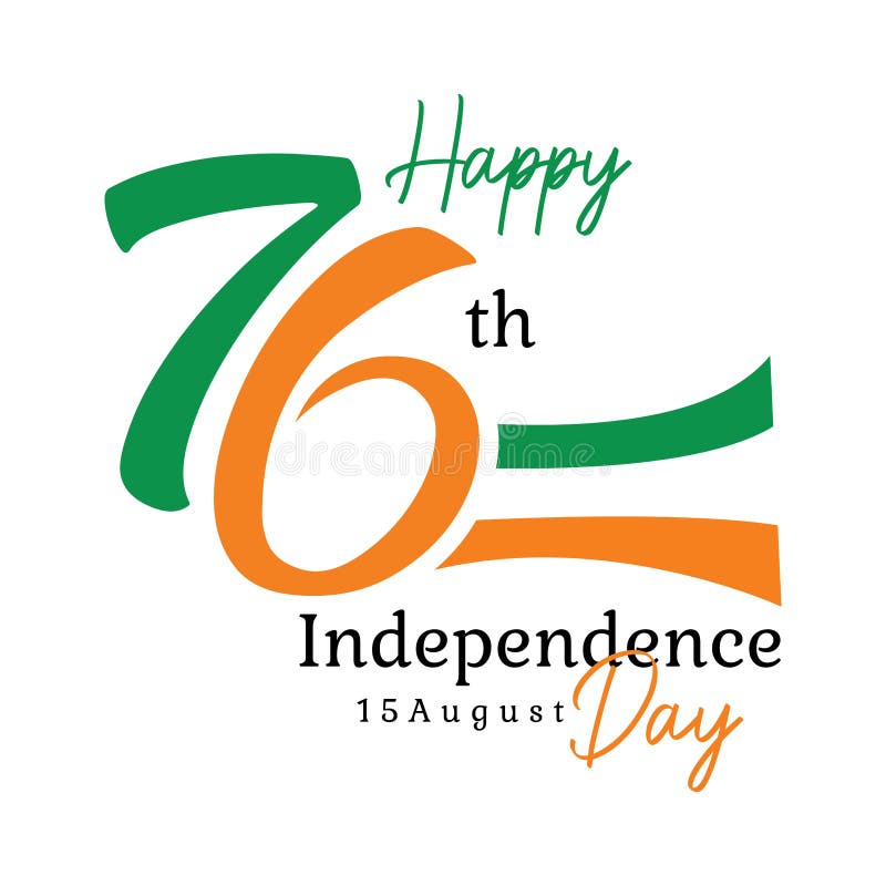 Seventy Six 76 Years of Indian Independence Day Vector Design Stock ...