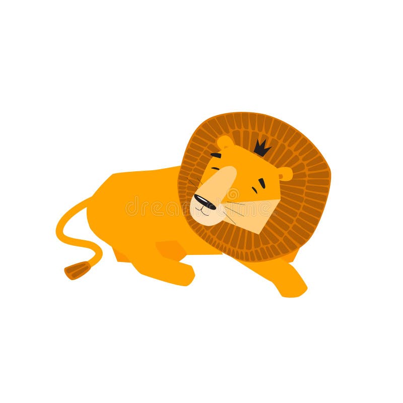 Vector Cartoon Lion. African Animal. the Lion is Sleeping. King of ...