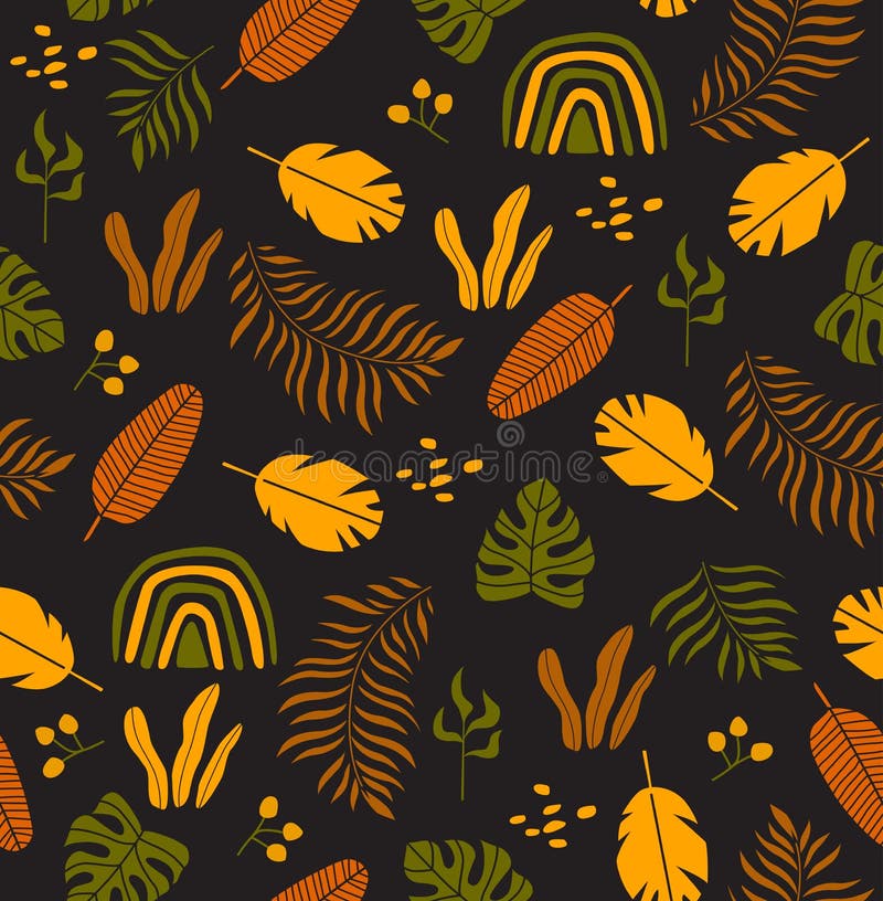 Bright Botanical Tropical Pattern. Seamless Background with Exotic ...