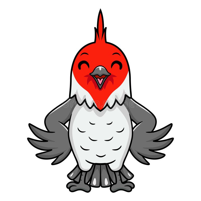 Cute Red Crested Cardinal Bird Cartoon Stock Vector - Illustration of ...