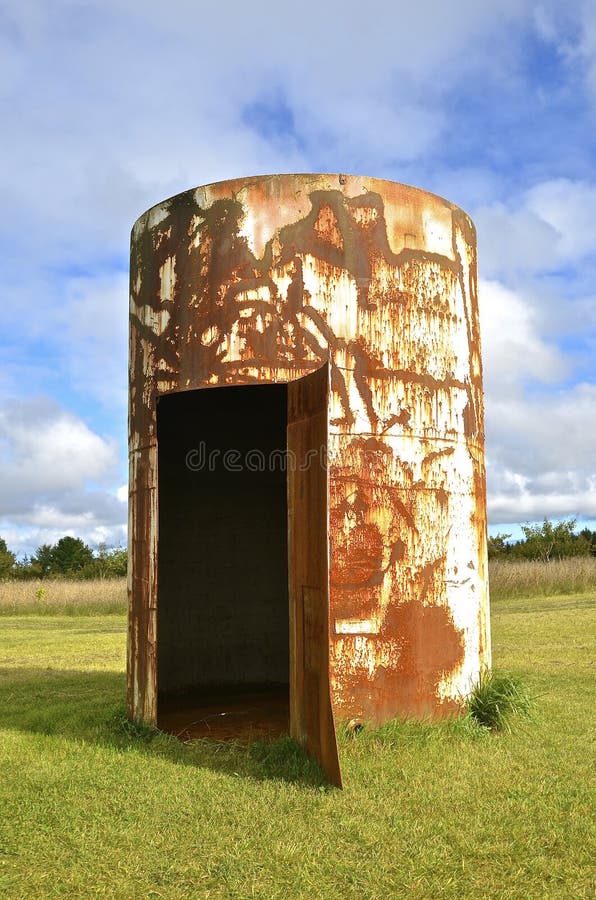 Converted Rusty Oil Barrel into Yard Storage Shed Stock Image - Image ...