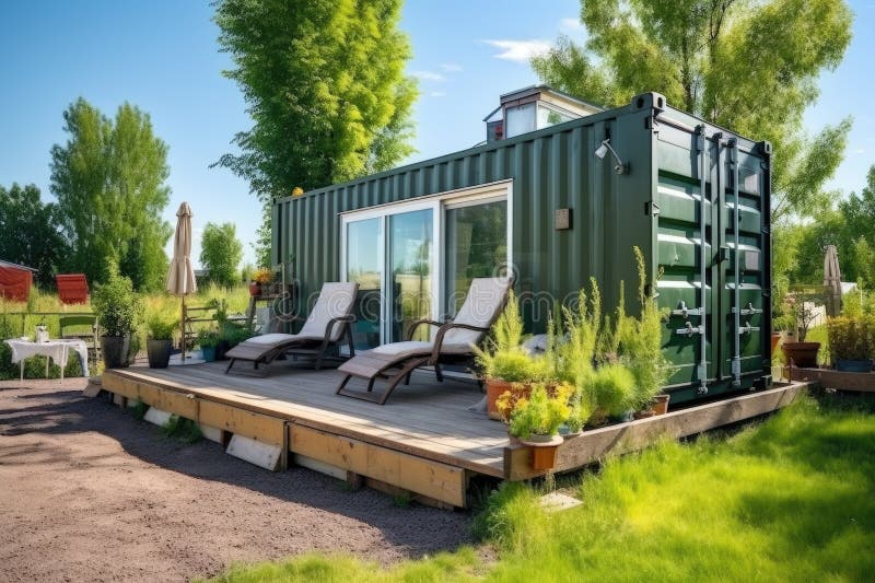 A Converted Shipping Container Used As a Tiny House Stock Photo - Image ...