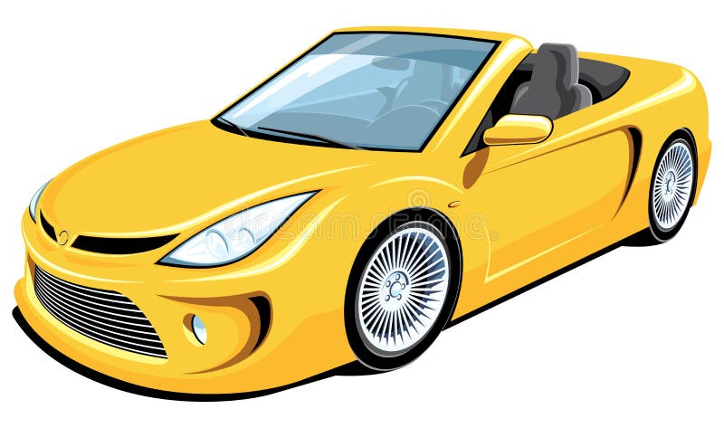 Yellow Convertible Sports Car Stock Vector - Illustration of body ...