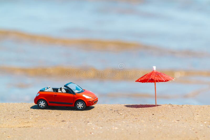 Convertible Car Model on the Shore. Summer Vacation on Resort Stock ...