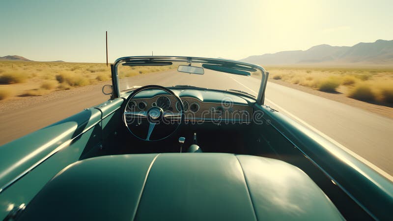 Convertible Sunny Day Open Road Cinematic Generative AI Stock ...