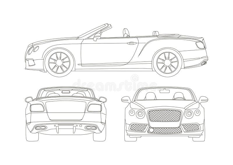 Convertible View from Three Sides Stock Vector - Illustration of vector ...