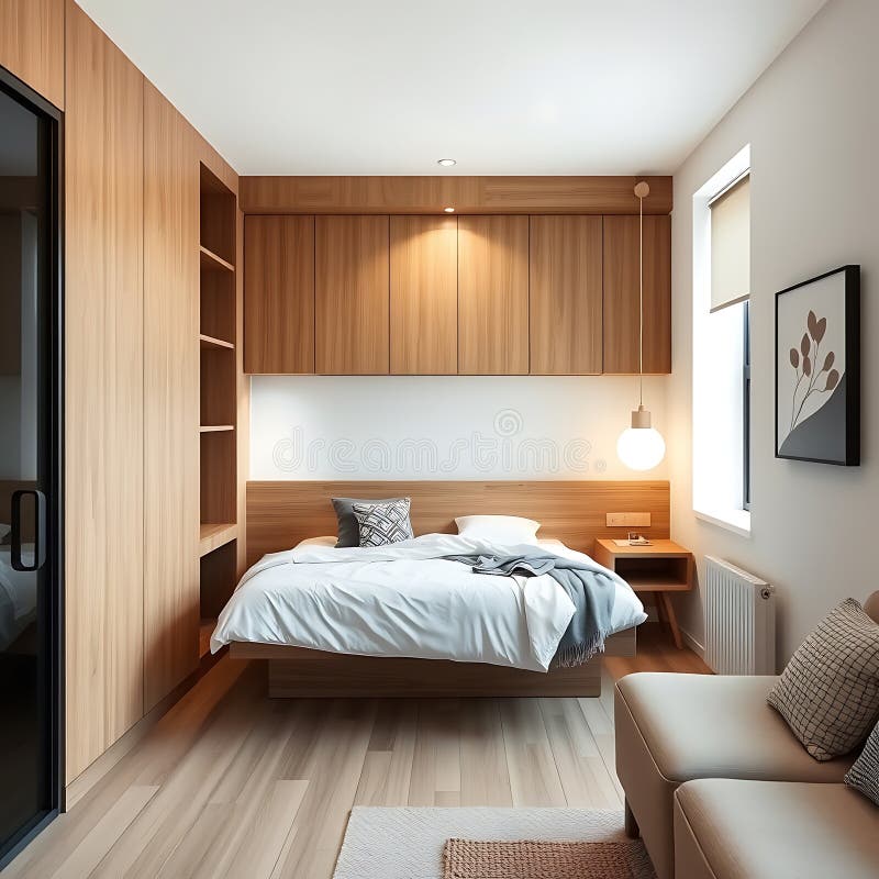 Convertible Wall Bed in a Small Studio Apartment Folding Seamlessly ...