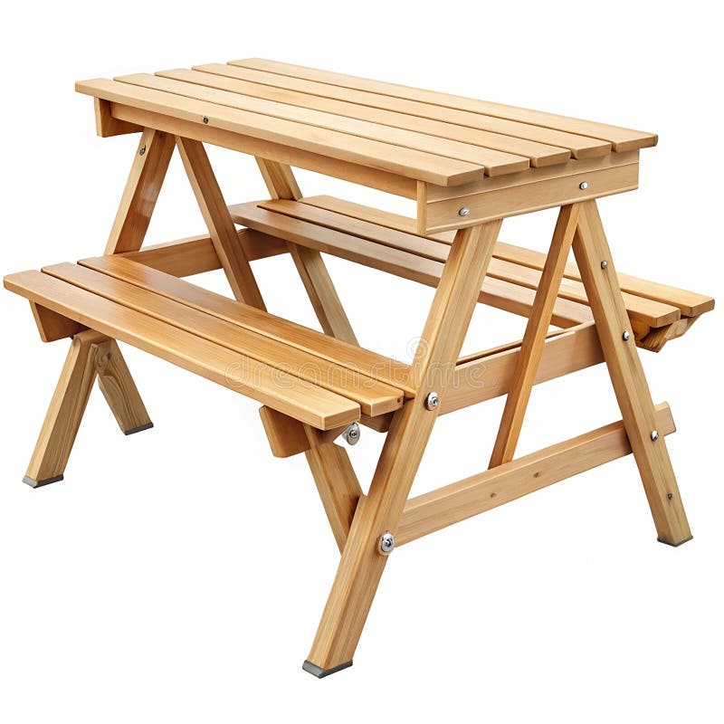 Convertible Wooden Bench Transforming into Picnic Table Stock ...