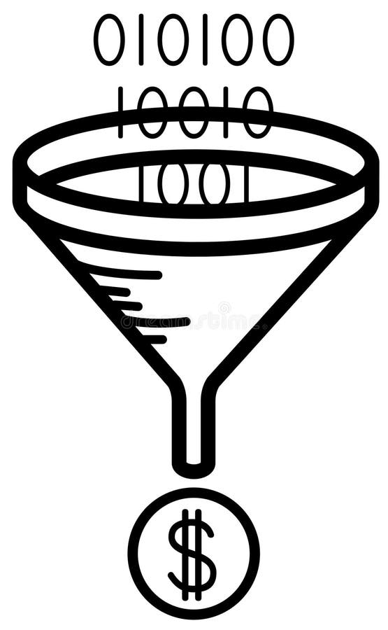 Converting Data into Money - Funnel - Illustration Stock Vector ...