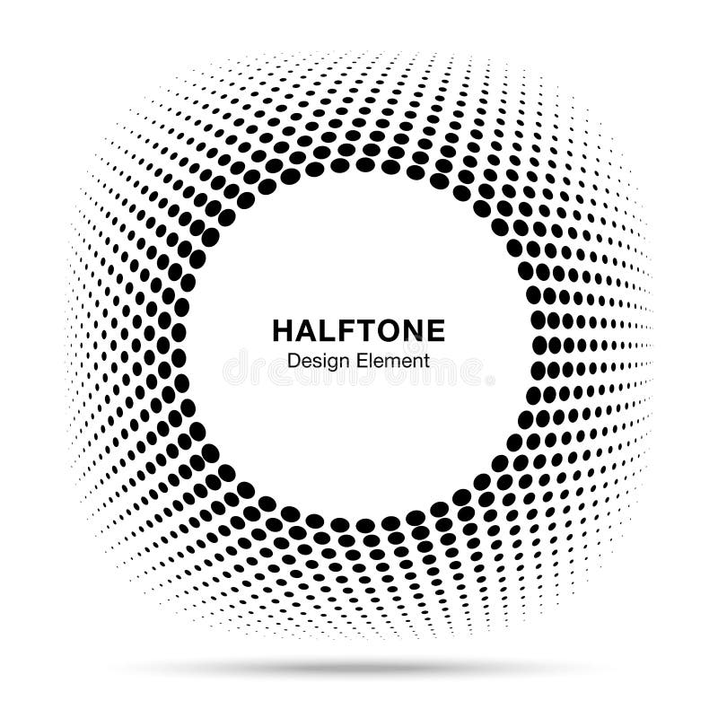 Convex Distorted Black Abstract Vector Circle Frame Halftone Dots Logo ...