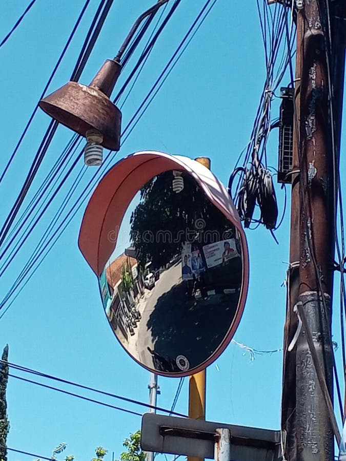 Convex Mirrors at Road Intersections Petrify Motorists Stock Image ... Convex Mirrors at Road Intersections Petrify Motorists Stock Image ...
