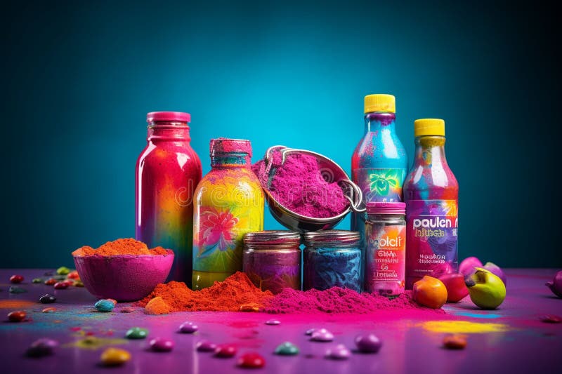 Convey the Holi Theme in Product Photography Stock Illustration ...