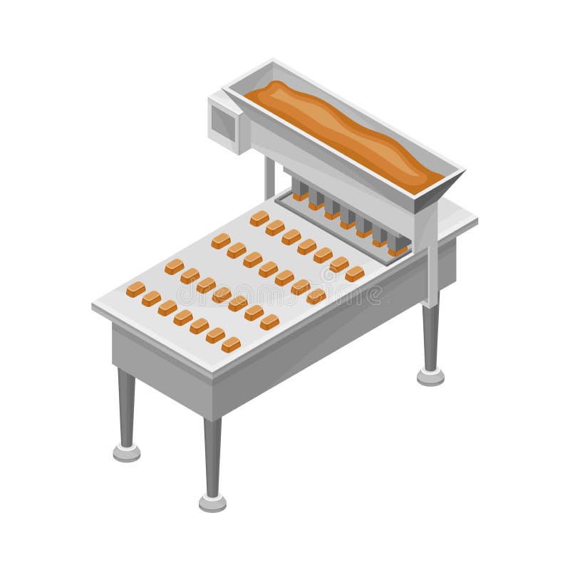 Conveyer Belt with Chocolate Sweets Formation Process Vector ...