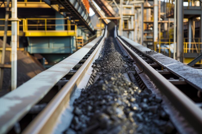 Conveyer Belt Transporting Coal at a Processing Plant Stock Image ...