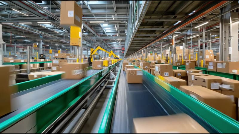 Inside a Busy Warehouse Where Packages are Sorted and Transported ...