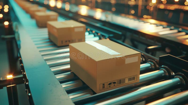 Conveyor Belt Box stock image. Image of factory, conveyor - 375848853