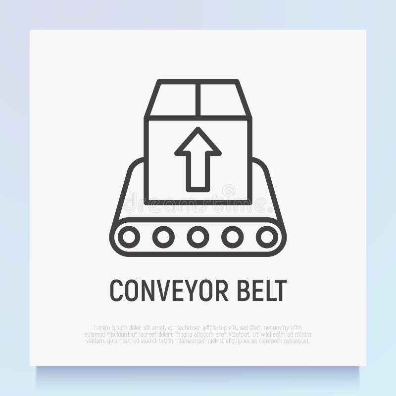 Conveyor Belt with Box Thin Line Icon, Technology for Logistics ...