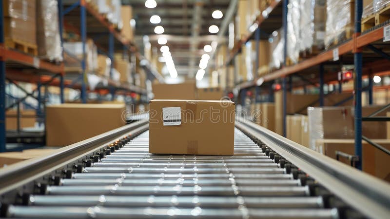 A Conveyor Belt with Boxes on it Stock Photo - Image of warehouse, belt ...