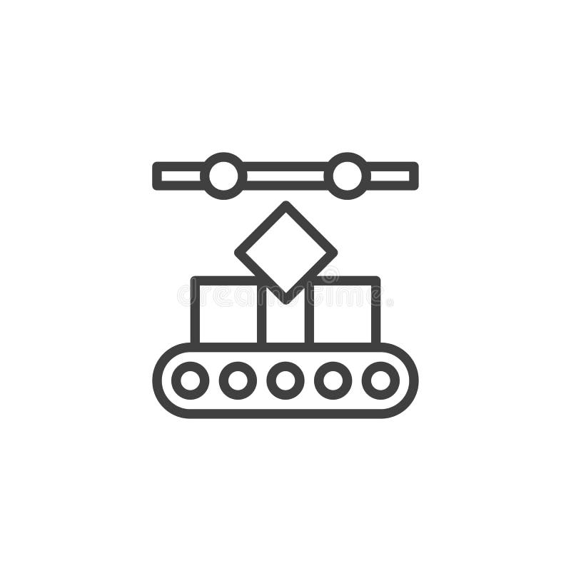 Conveyor Belt with Boxes Line Icon Stock Vector - Illustration of ...