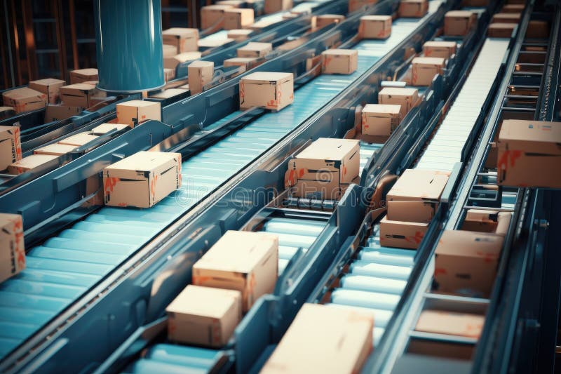 A Conveyor Belt with Boxes Moving in an Automated and Efficient ...