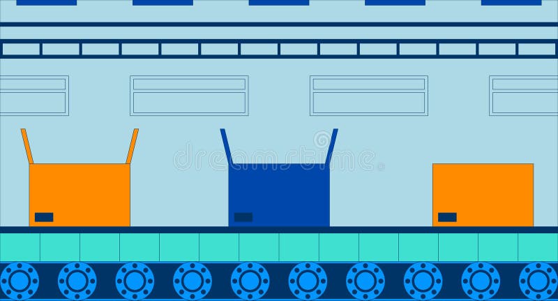 Conveyor Belt Boxes Packing Automation Flat Illustration Stock Vector ...