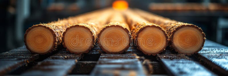Conveyor Belt Carrying Freshly Cut Logs in Lumber Mill. Generated by AI ...