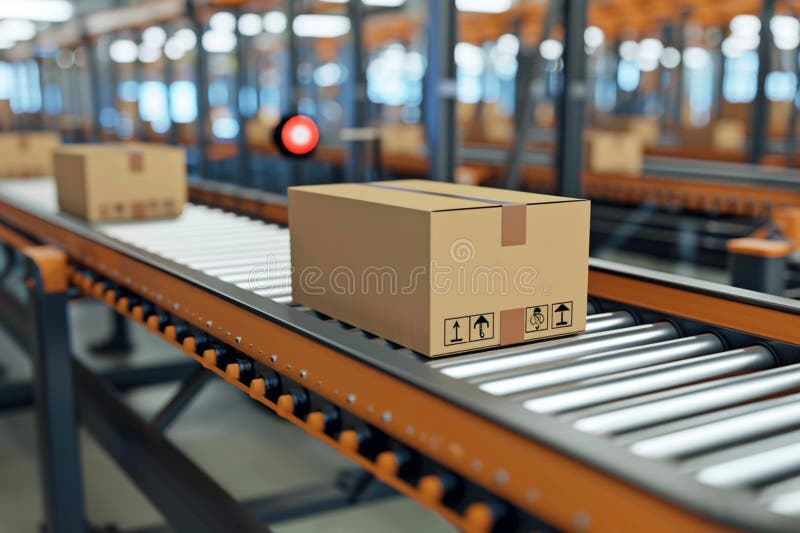 Conveyor Belt Carrying Multiple Logistics Boxes, Symbolizing Smooth ...