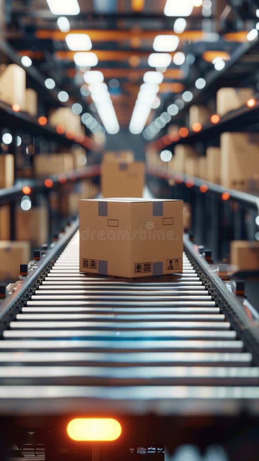 Conveyor Belt Carrying Multiple Logistics Boxes, Symbolizing Smooth ...